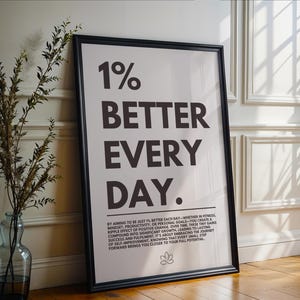 Motivational 1% Better Everyday Poster for Minimalistic Home or Office ...