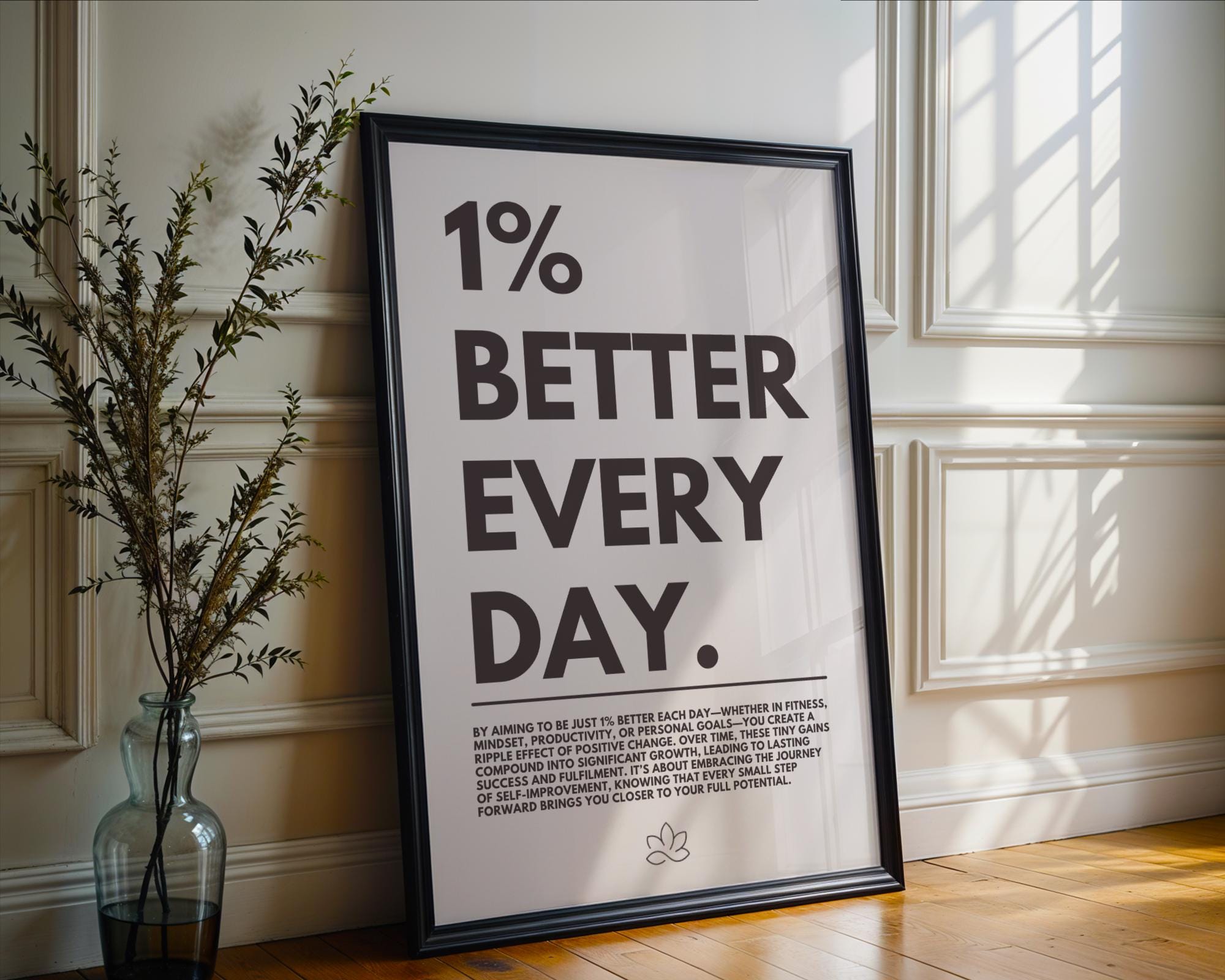 Motivational 1% Better Everyday Poster for Minimalistic Home or Office ...