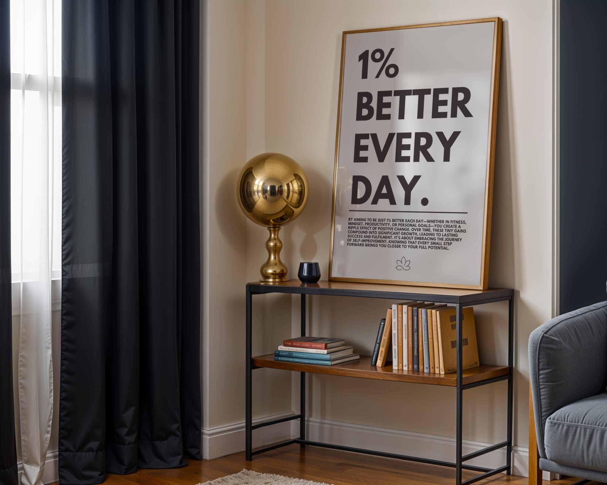 Motivational 1% Better Everyday Poster for Minimalistic Home or Office ...
