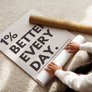 Motivational 1% Better Everyday Poster for Minimalistic Home or Office ...