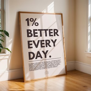 Motivational 1% Better Everyday Poster for Minimalistic Home or Office ...