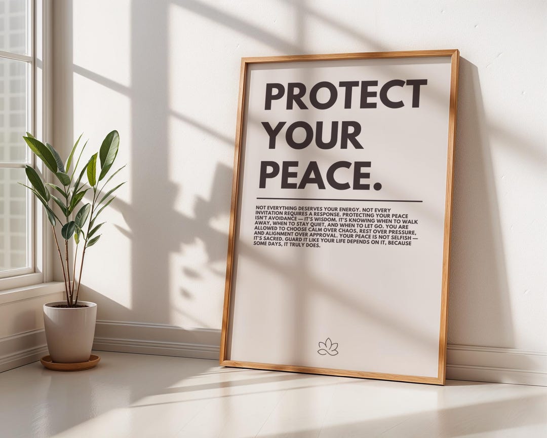 Motivational Protect Your Peace Poster for Minimalistic Home or Office ...