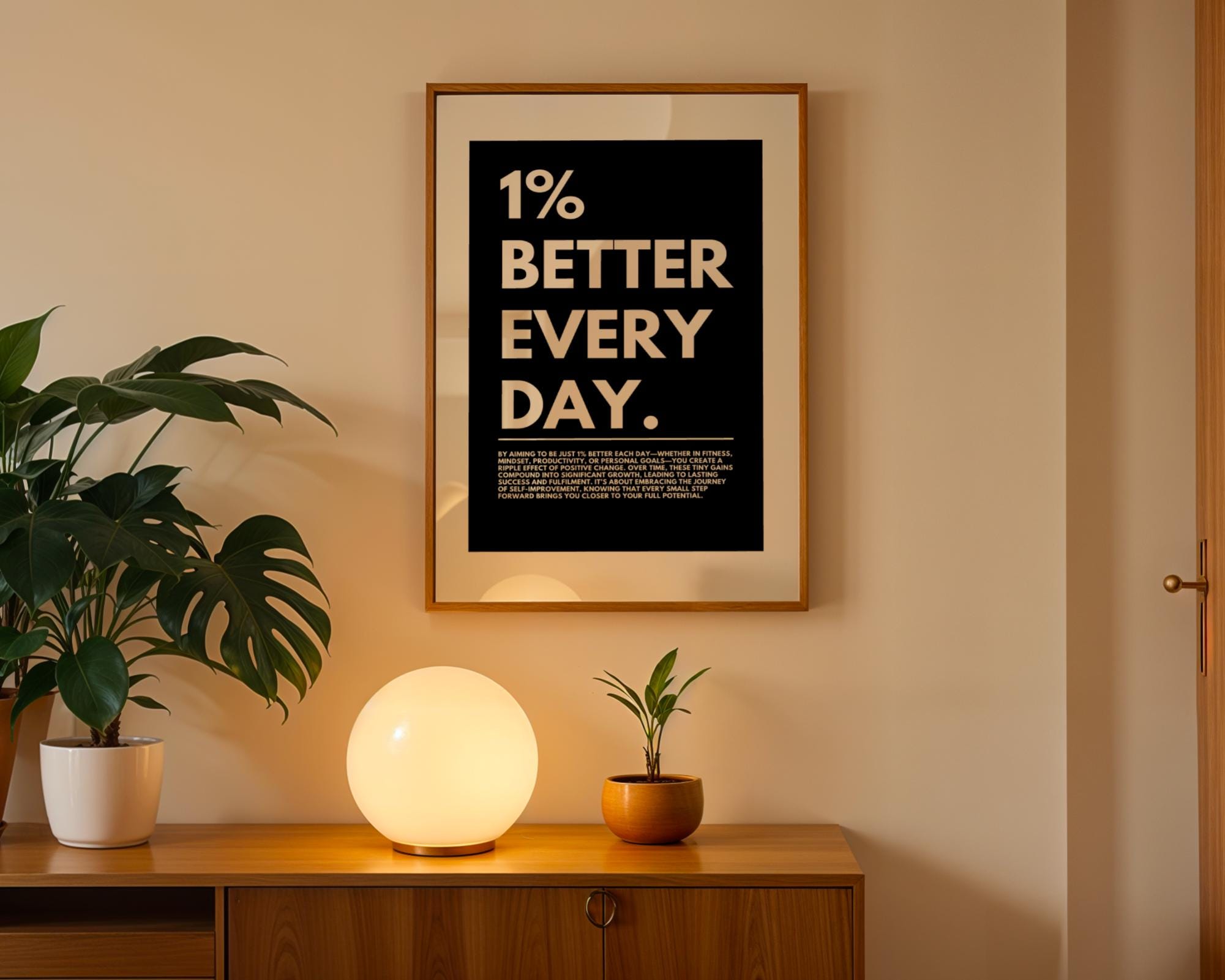 Motivational 1% Better Everyday Poster for Minimalistic Home or Office ...