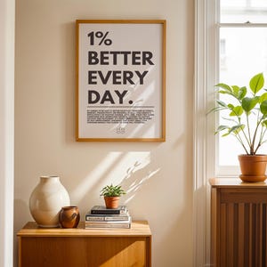 Motivational 1% Better Everyday Poster for Minimalistic Home or Office ...