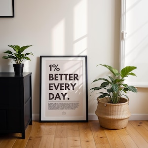 Motivational 1% Better Everyday Poster for Minimalistic Home or Office ...