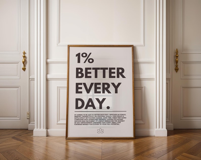 Motivational 1% Better Everyday Poster for Minimalistic Home or Office ...
