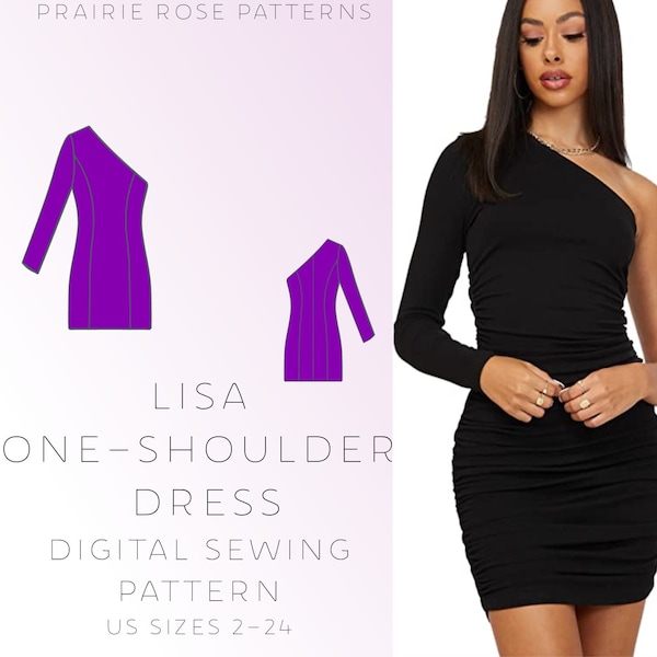 One Shoulder Dress Pattern - Etsy