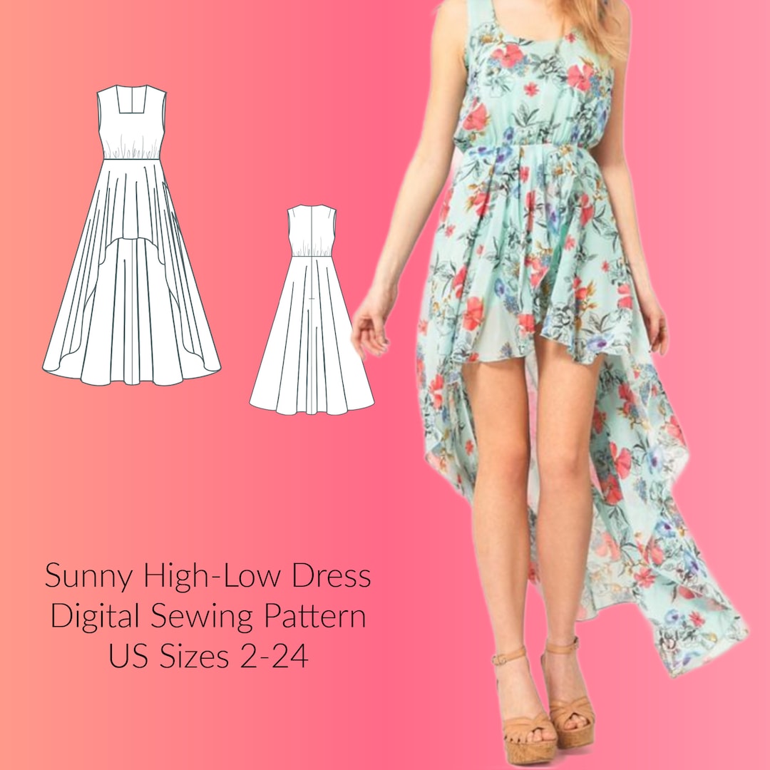 Sunny High Low Dress DIGITAL PDF Sewing Pattern, US Sizes 2-24 - Etsy