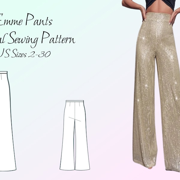Wide Leg Pants Pattern - Etsy