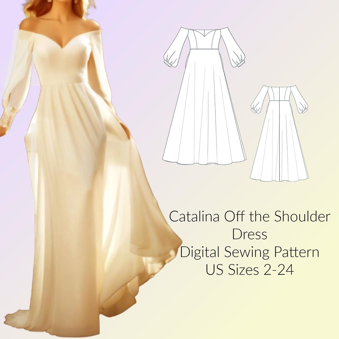 CLEARANCE off the Shoulder Sweetheart Neckline Dress Digital Sewing ...
