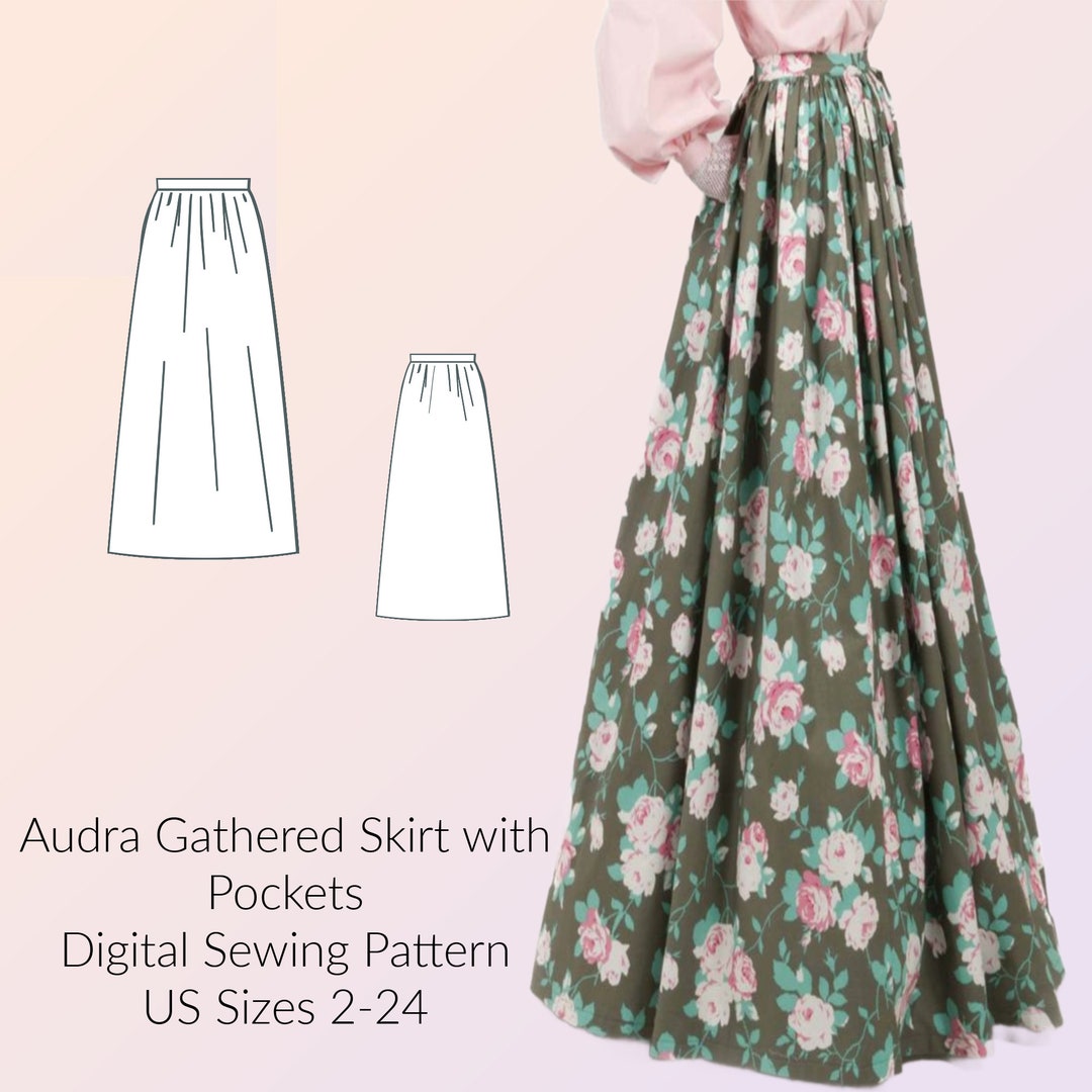 Audra Full Length Gathered Skirt With Pockets Digital Sewing Pattern ...
