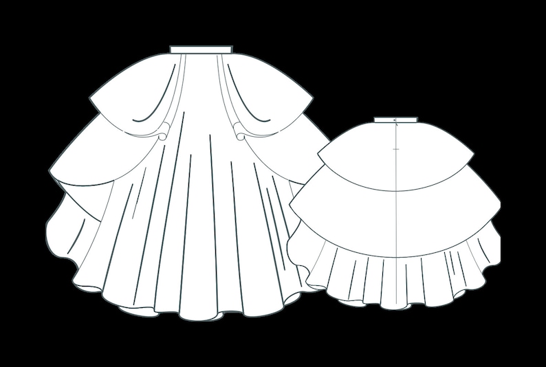 Princess Full Skirt Digital Sewing Pattern, US Sizes 2-30, DIGITAL ...