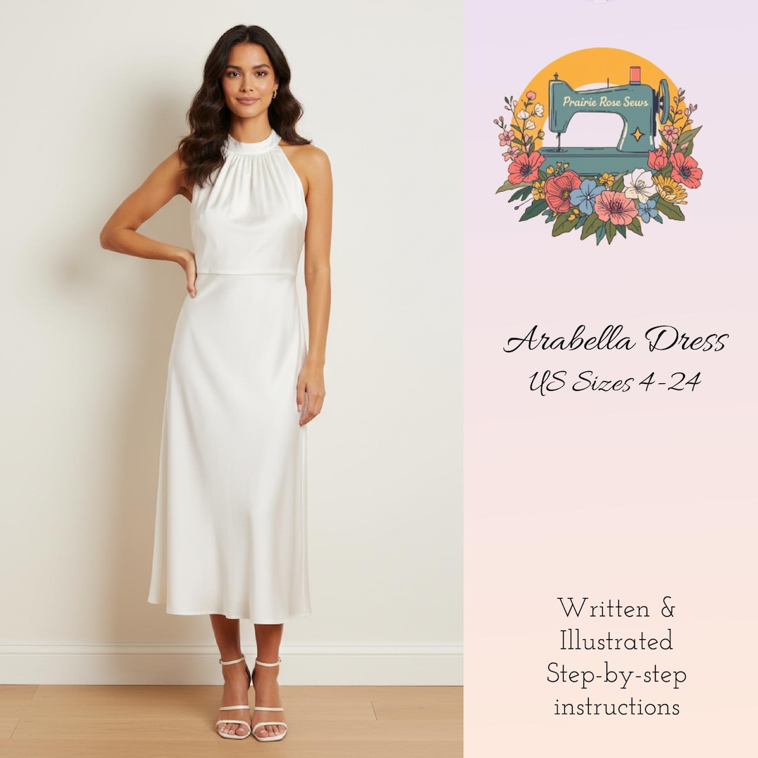 A-line Halter Dress PDF Sewing Pattern | Midi Length | US Sizes 2-24 ...