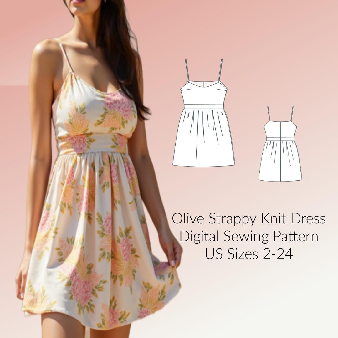 Short Summer Knit Dress Pattern: PDF Sewing Pattern for Spaghetti ...