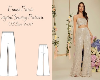 Sandra Wide Leg Pants PDF Digital Sewing Pattern - Etsy