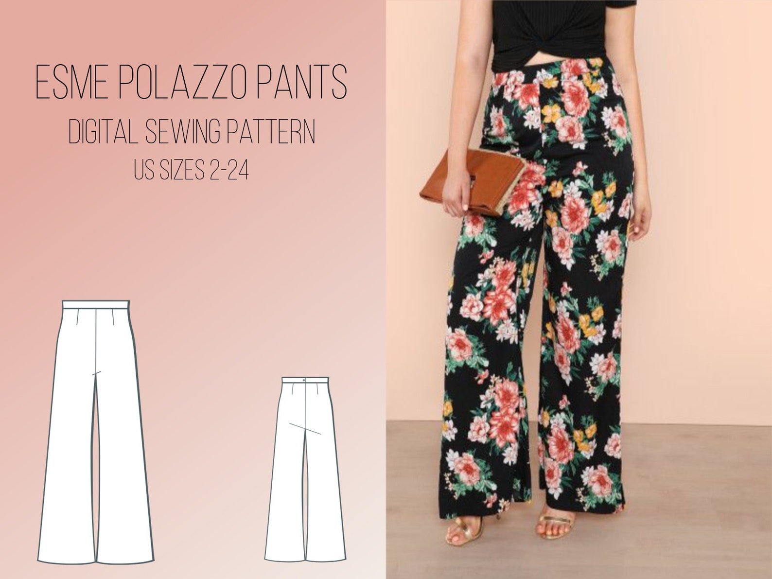 Esme Polazzo Pants DIGITAL Sewing Pants US Sizes 2-24 PDF - Etsy