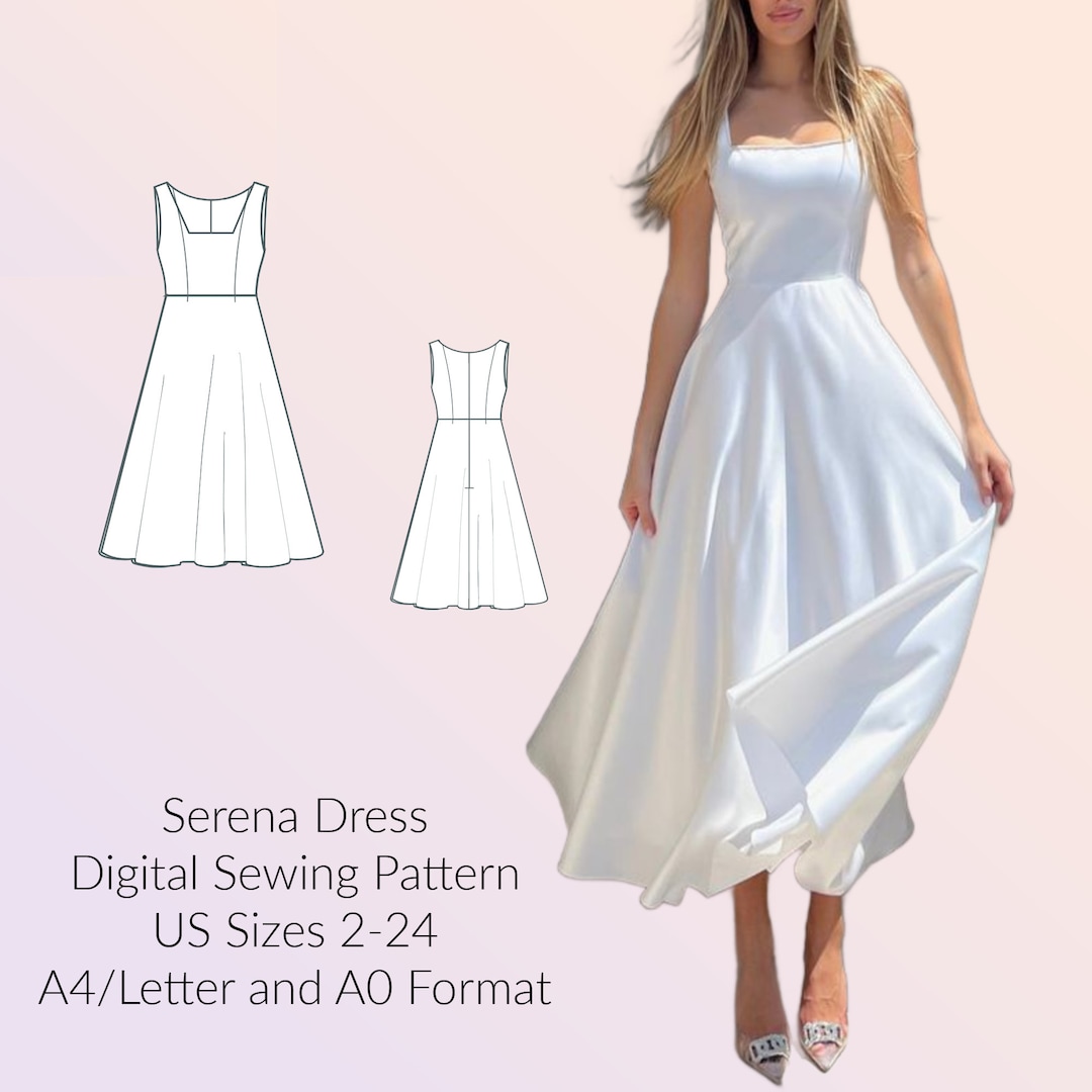 Midi Sleeveless Midi Dress DIGITAL PDF Sewing Pattern, US Sizes 2-24 - Etsy