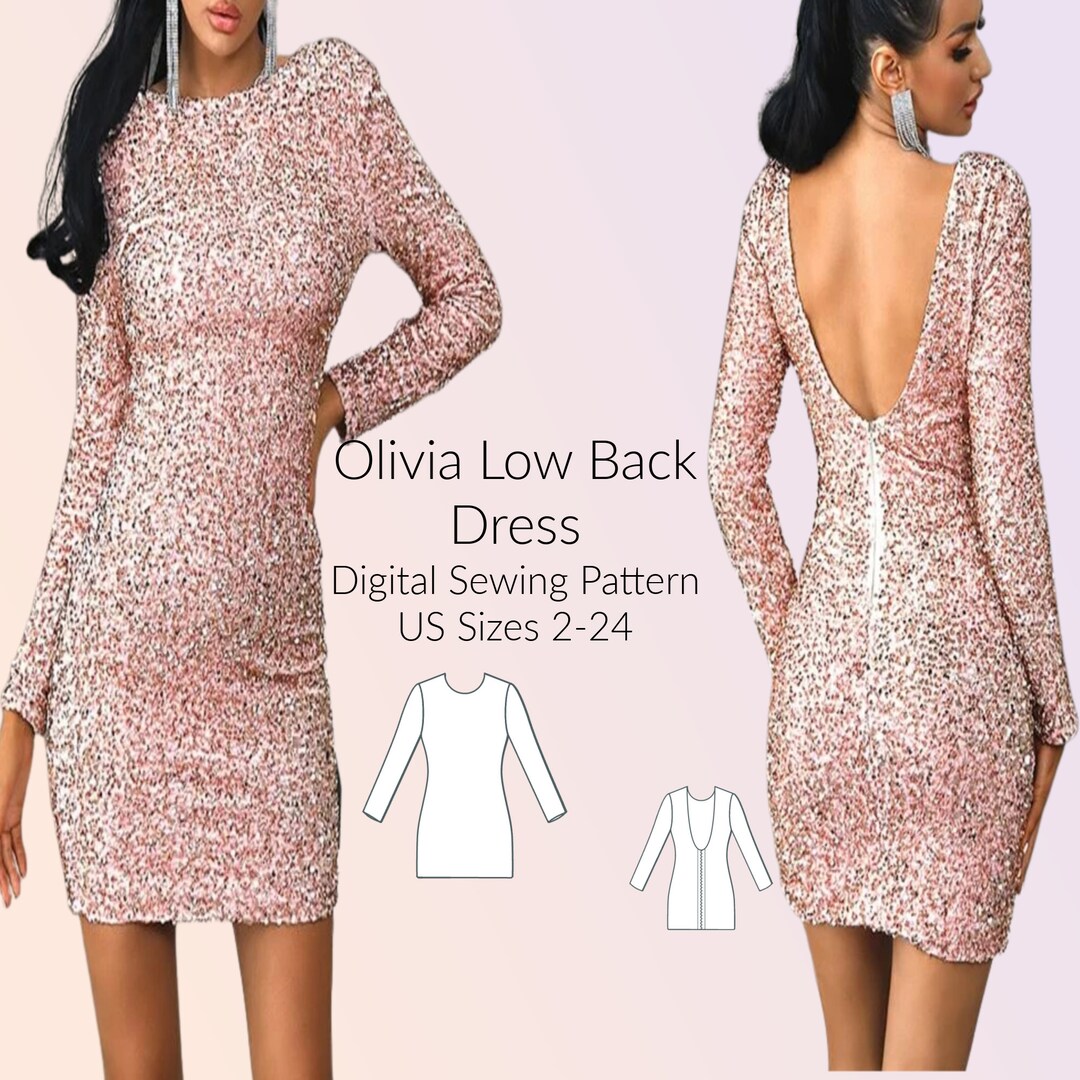 Open Back Bodycon Dress DIGITAL Sewing Pattern, US Sizes 2-24, PDF - Etsy