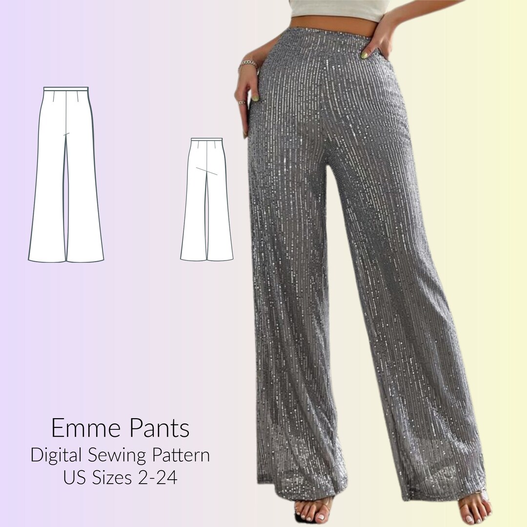 Emme Wide Leg Pants Digital Sewing Pattern, US Sizes 2-30, DIGITAL ...