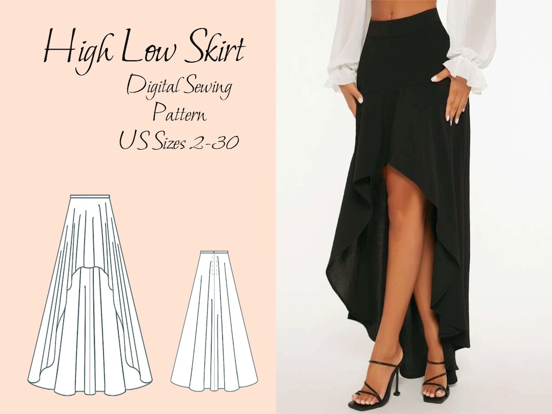 High-low Skirt Digital Sewing Pattern, US Sizes 2-30, DIGITAL Pattern, Sewing PDF - Etsy