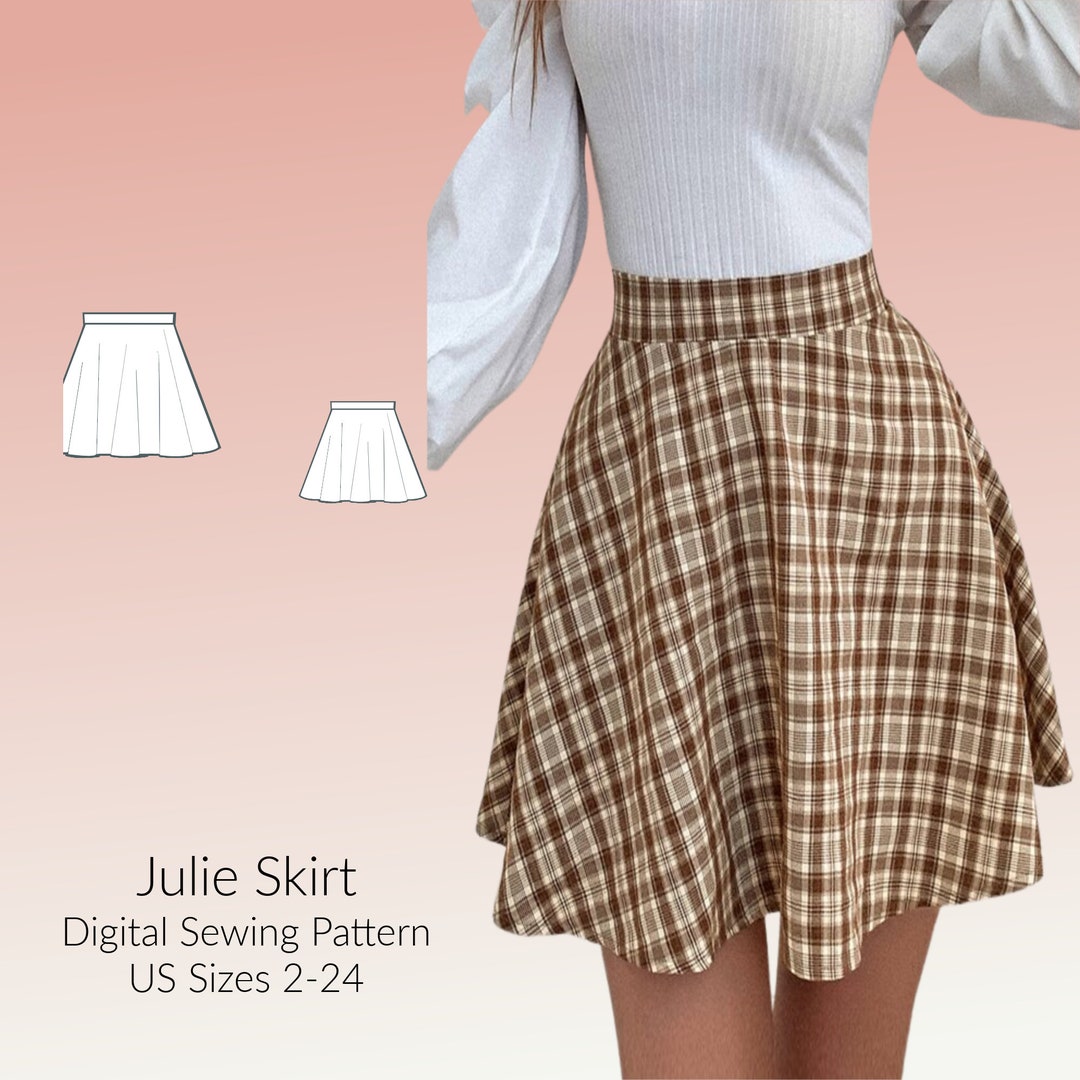 Short Circle Skirt Digital Sewing Pattern, US Sizes 2-24, DIGITAL ...