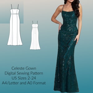 Bodycon Mermaid Dress Sewing Pattern Pdf Digital Download Sizes 2 24