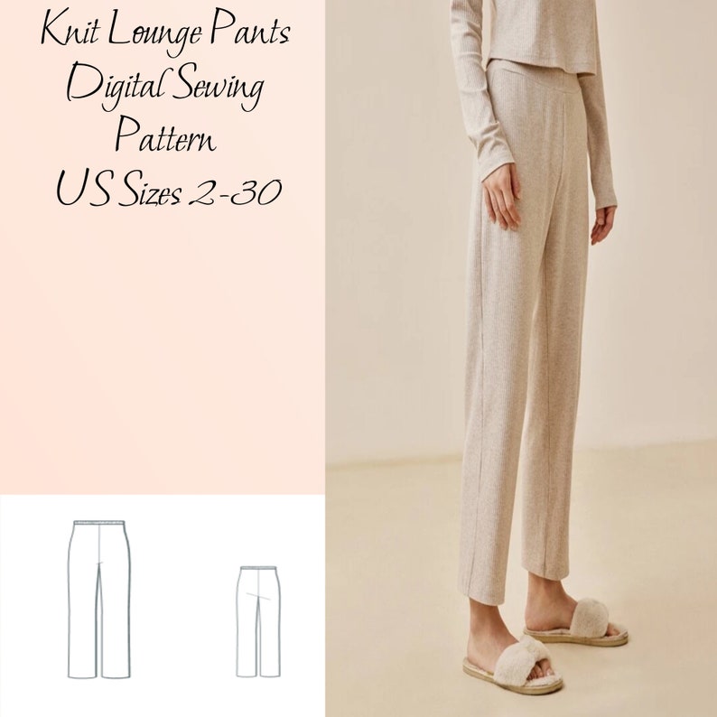 Pajama Pants Digital Sewing Pattern Knit Lounge Pants - Etsy