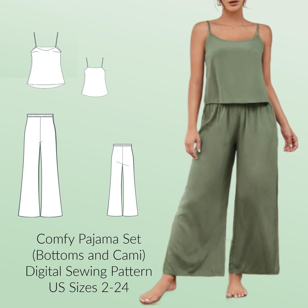 Pajamas Sewing Pattern, Knit Lounge Pants Pattern, Pajama Top Pattern ...