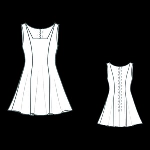 Nora Fit and Flare Short Dress DIGITAL PDF Sewing Pattern, US Sizes 2 ...