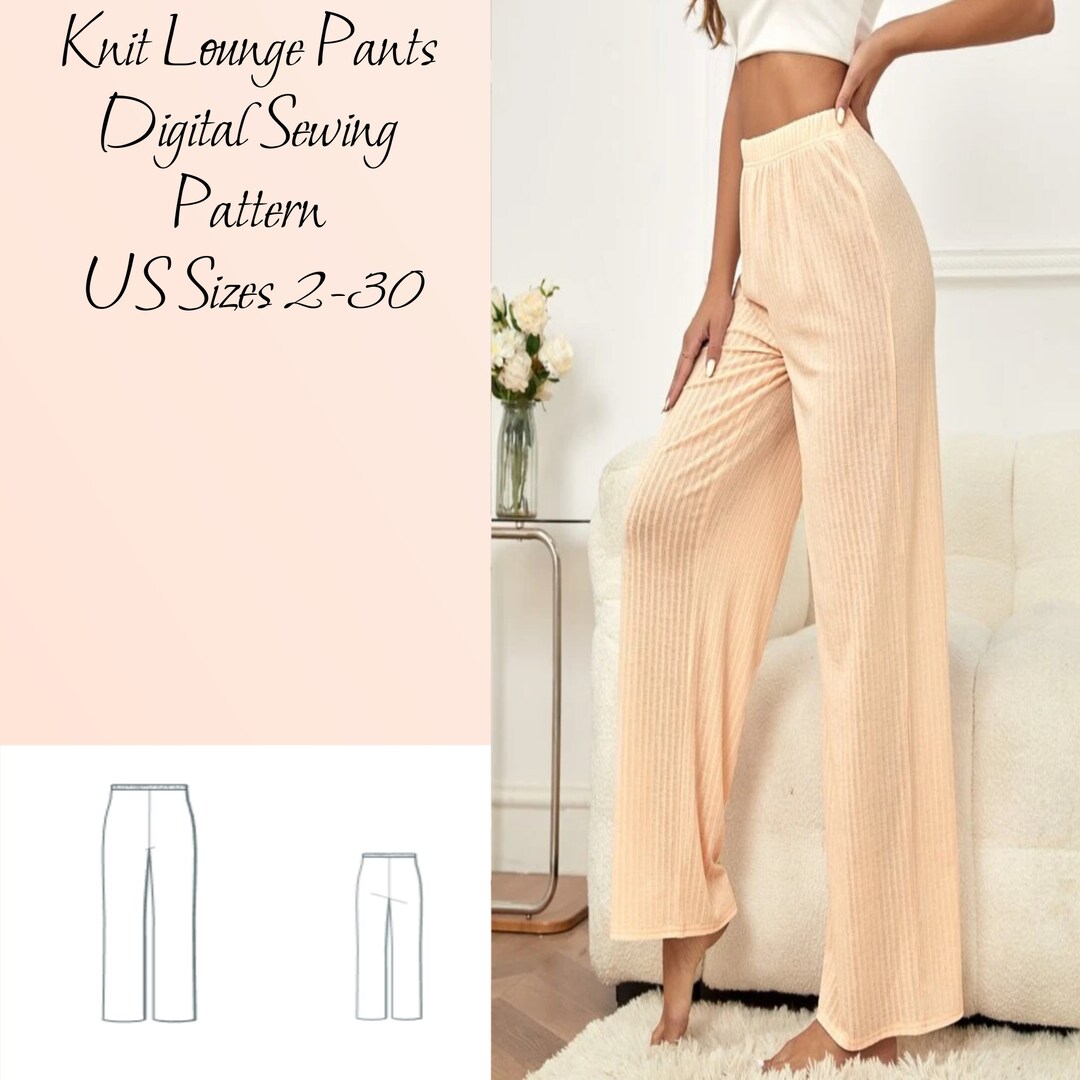 Pajama Pants Digital Sewing Pattern, Knit Lounge Pants Pattern, US ...
