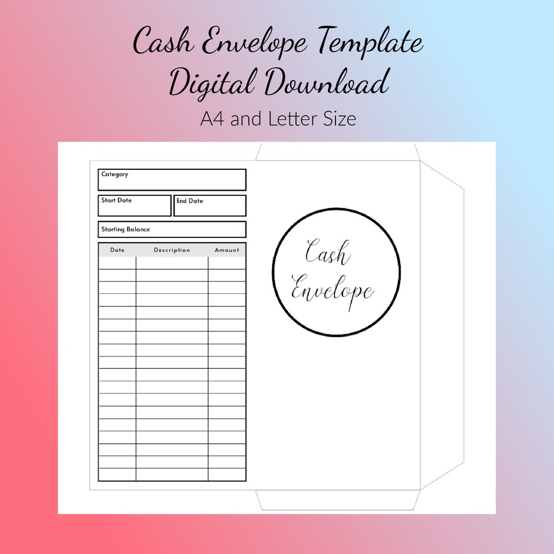Cash Envelope Printable Template Digital Download - Etsy