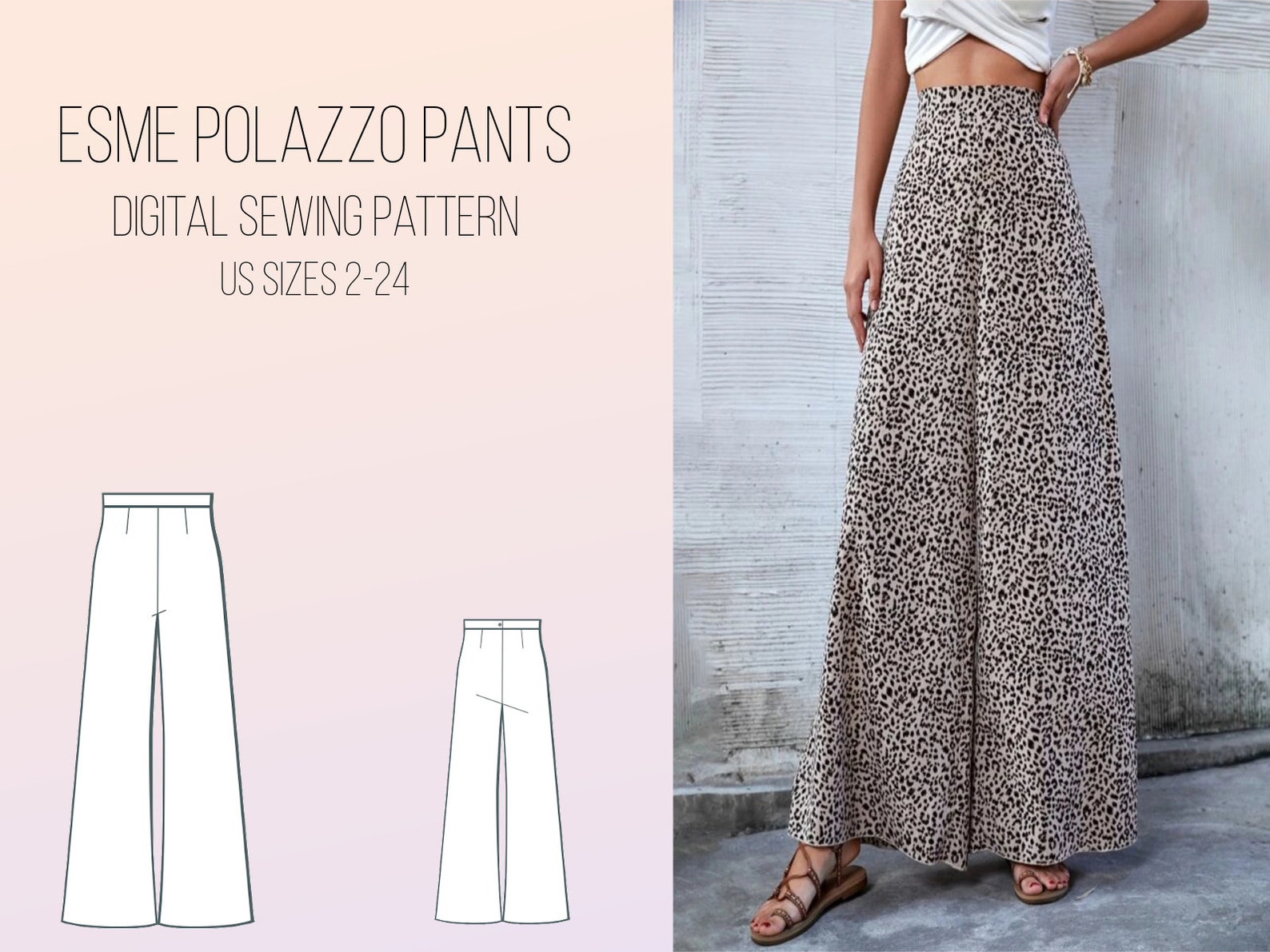 Esme Polazzo Pants DIGITAL Sewing Pants US Sizes 2-24 PDF - Etsy