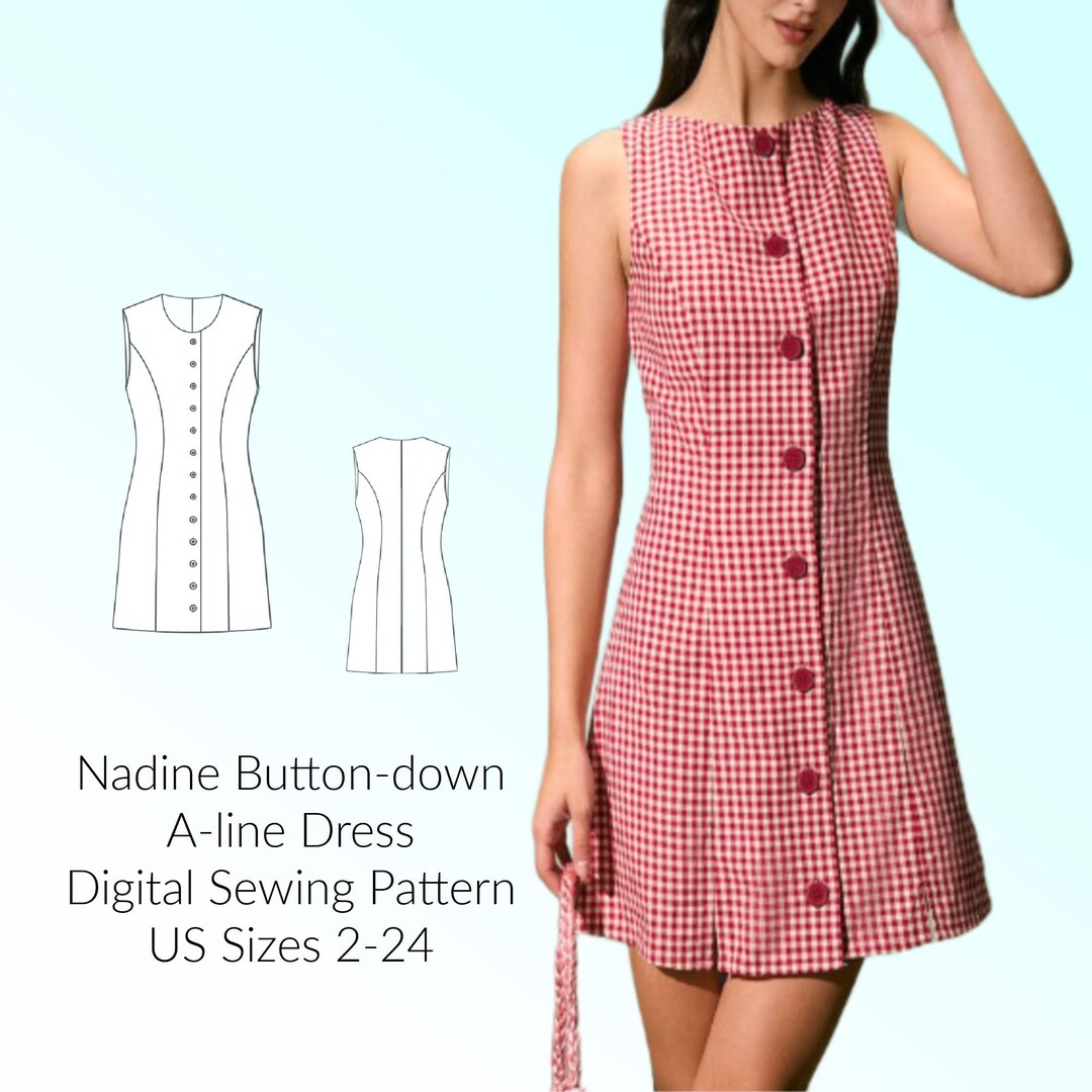 A-line Button-down Sleeveless Dress Digital Sewing Pattern | PDF for US ...