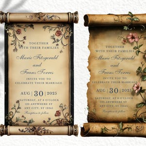 Vintage Scroll Wedding Invitation Template: Editable Elegant Design - Etsy