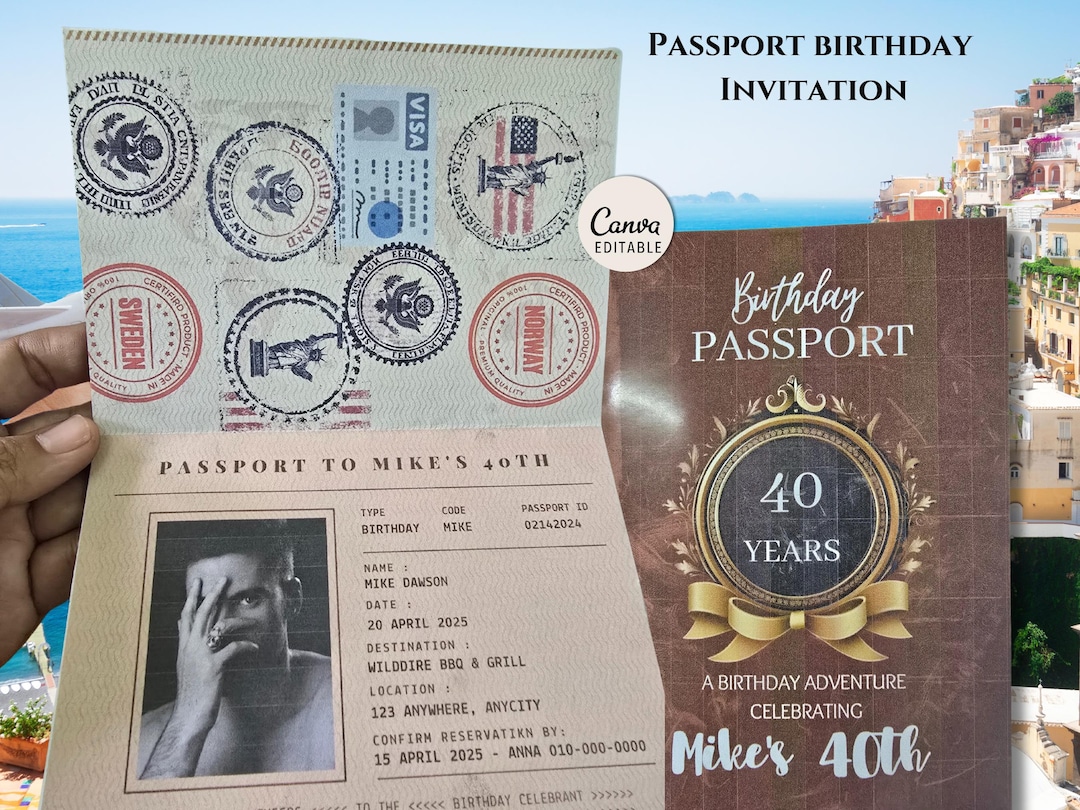 Passport Birthday Invitation,travel Themed Birthday Invite,destination ...