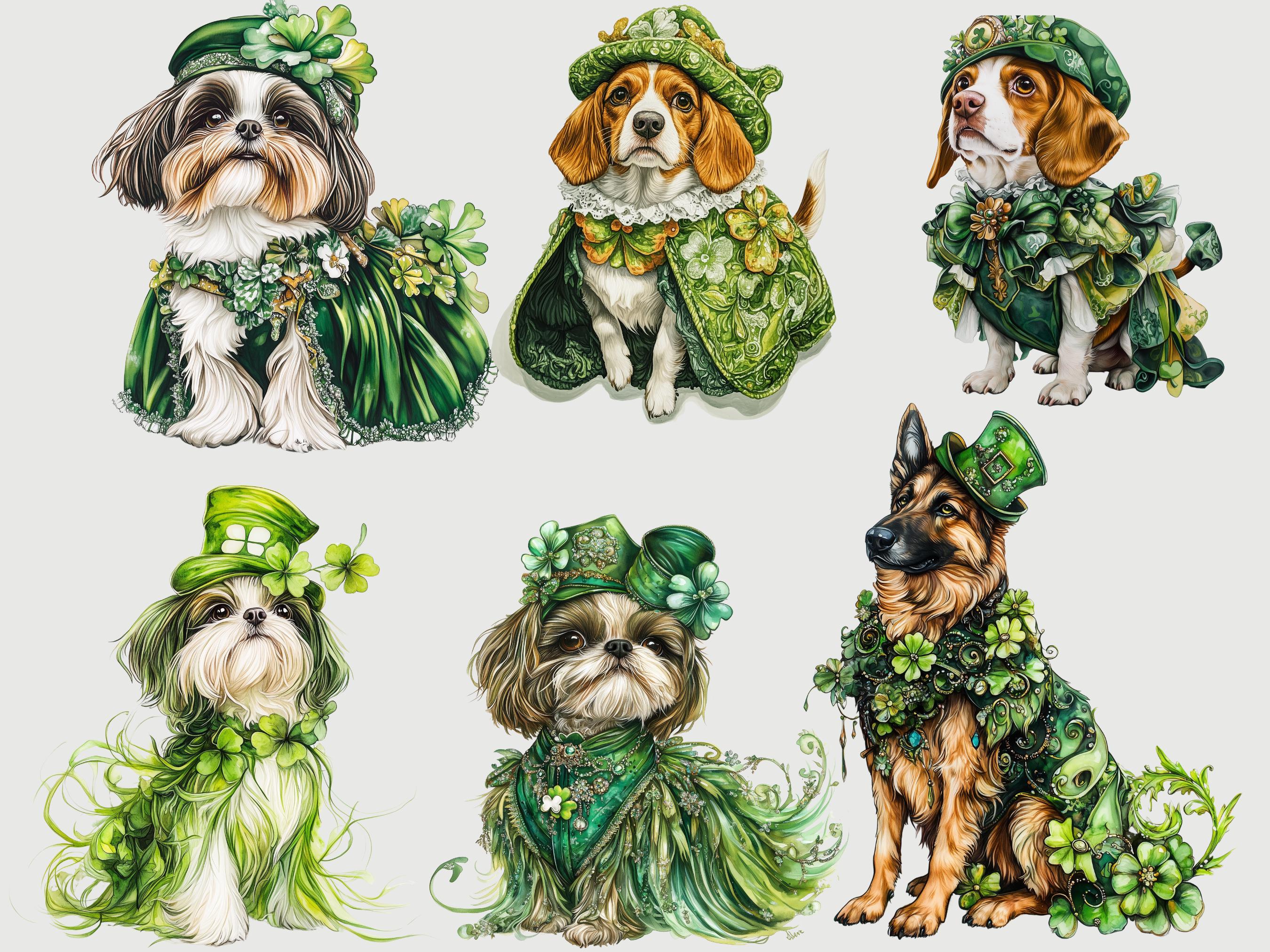 St Patricks Day Cute Dog Clipart Bundle Irish Puppies Shamrock Dogs PNG ...