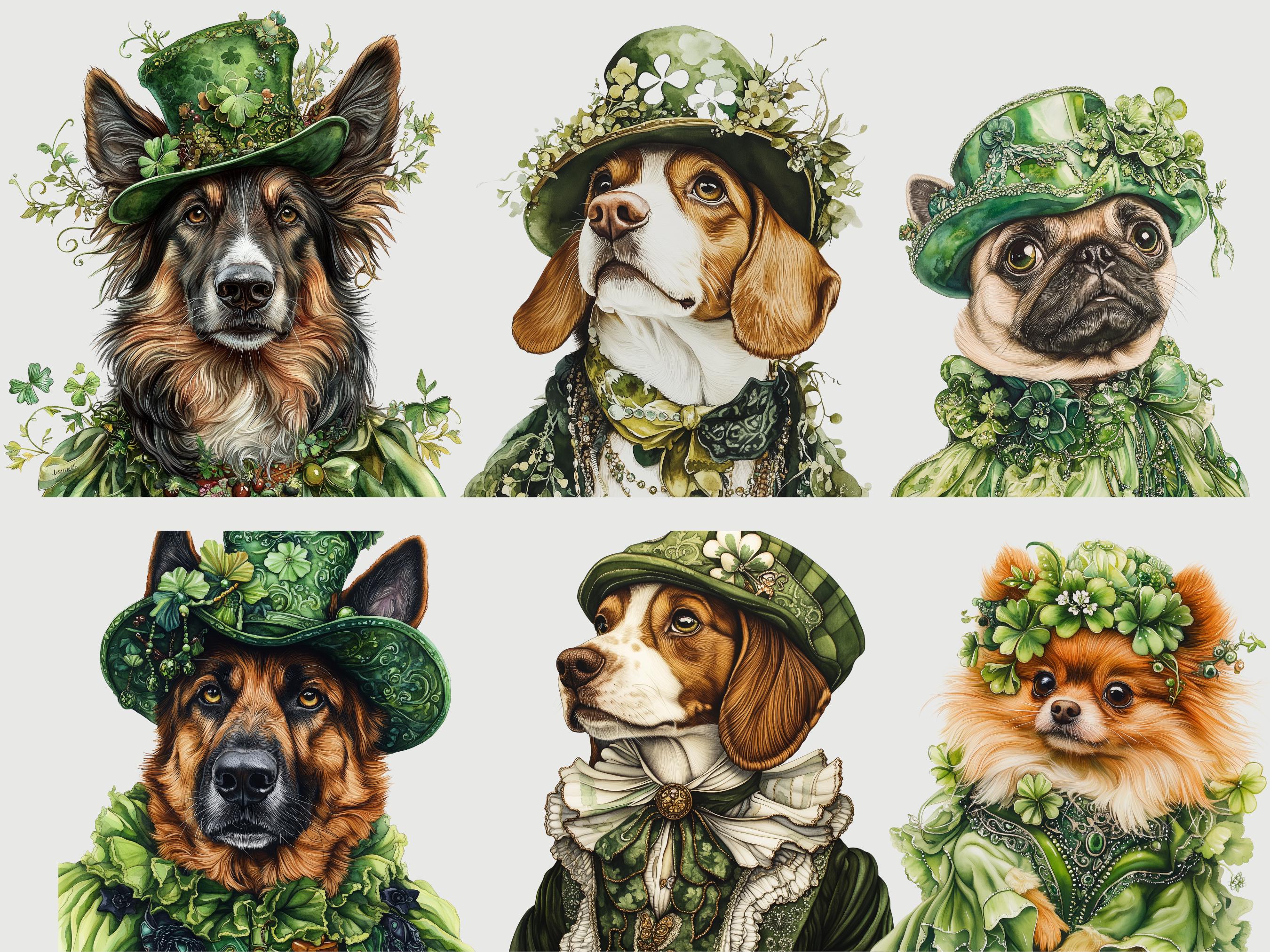 St Patricks Day Cute Dog Clipart Bundle Irish Puppies Shamrock Dogs PNG ...
