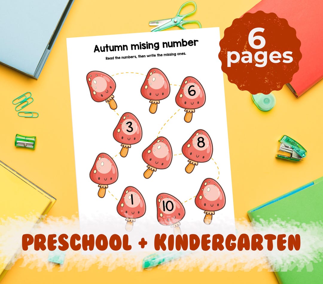 Fall Missing Number Worksheets 1-30 Printable: Preschool Math Activity ...