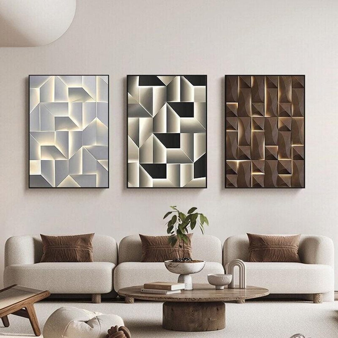 Abstract Geometric Patterns Canvas Painting for Living Room Bedroom ...