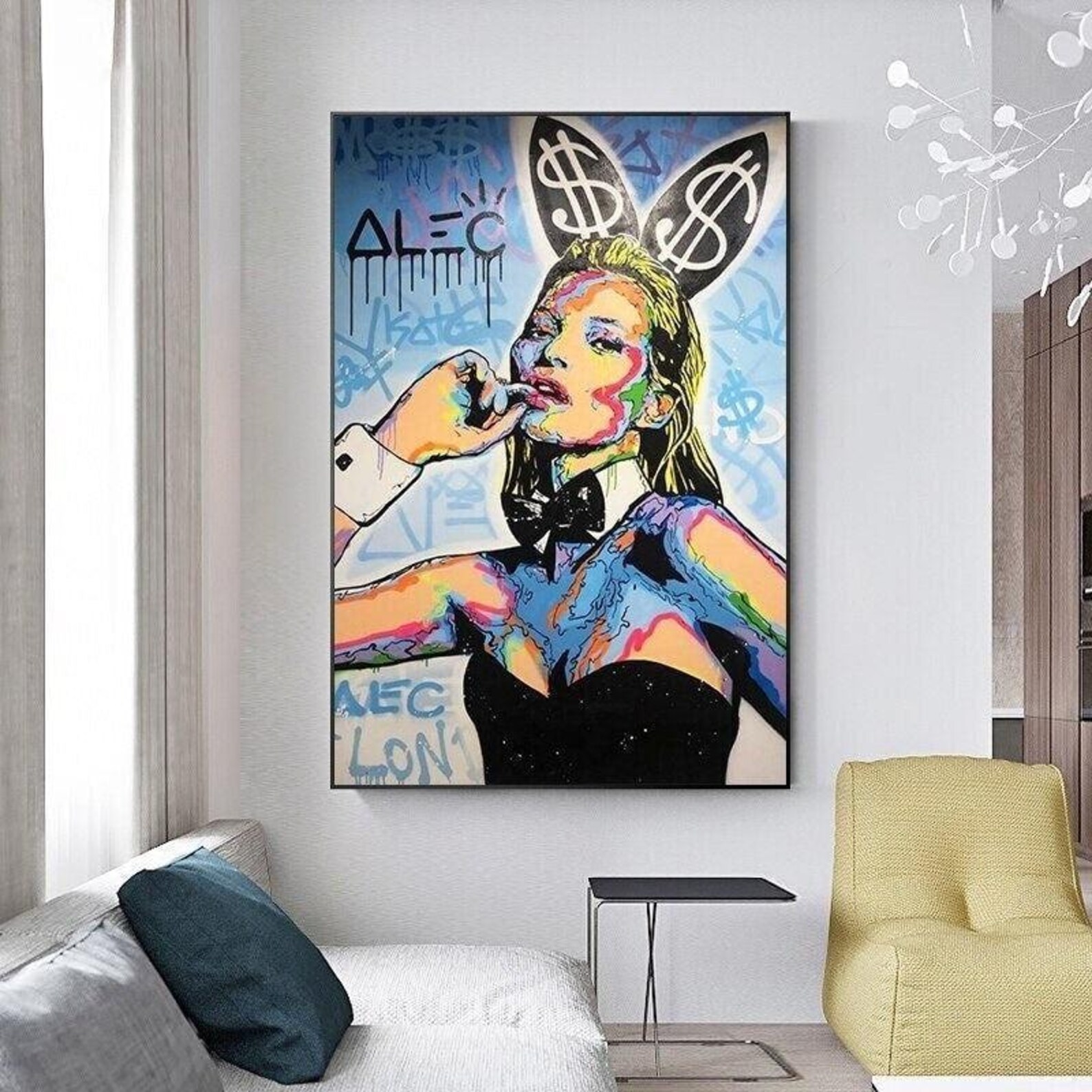 Kate Moss Bunny by Alec Monopoly Pop Art Canvas - Etsy