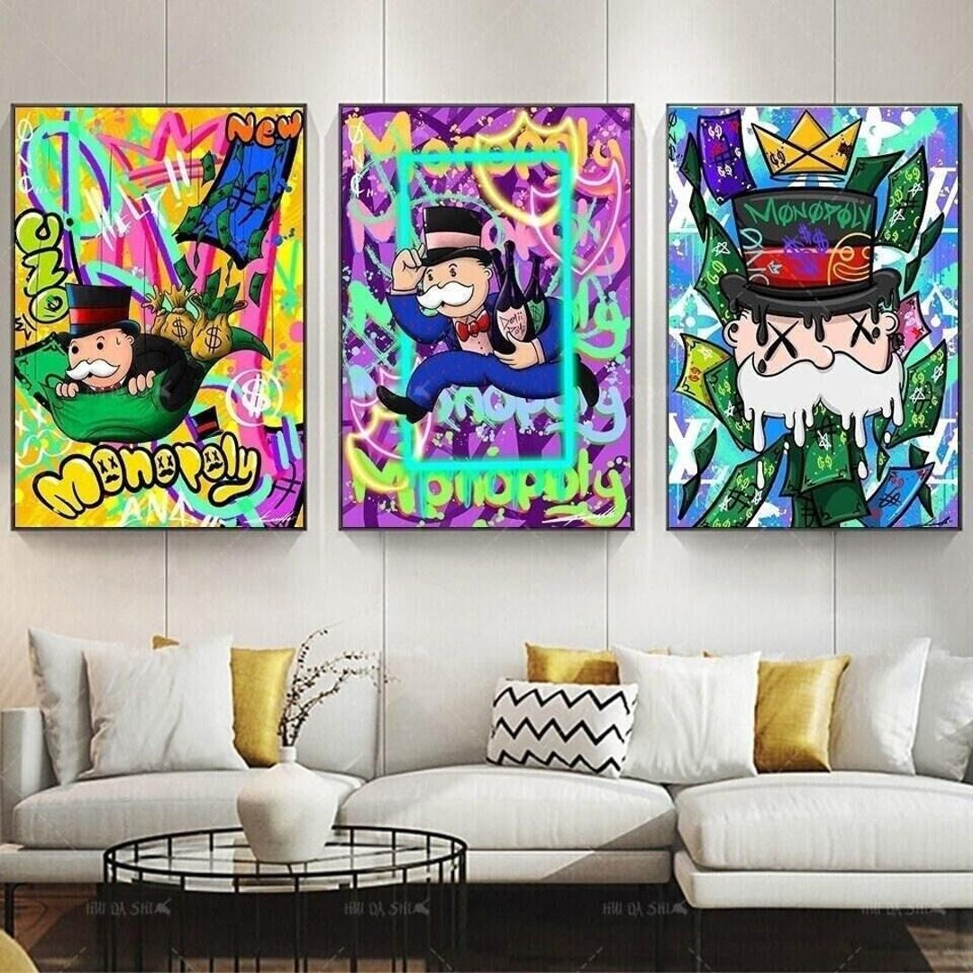 Monopoly Canvas Posters and Prints FALLING ON MONEY - Etsy