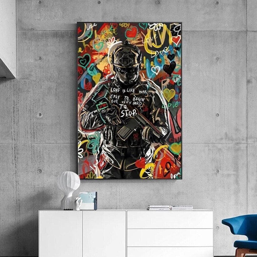Love is Like War Sniper Graffiti Art Canvas Painting Abstract Posters ...