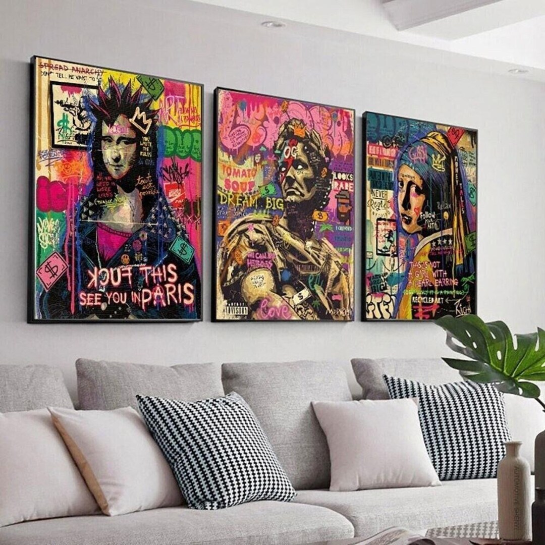 Graffiti Pop Art Portrait Canvas Painting Famous Statue of Julius Cesar ...