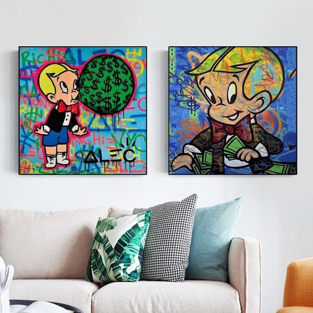 Cartoon Graffiti Balloon Canvas Wall Art Print Ritchie Blow Money - Etsy