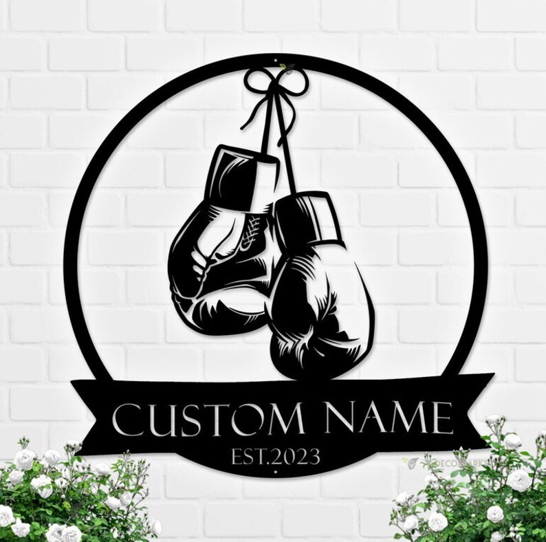 Personalized Boxing Gloves Metal Wall Art With LED Light, Custom King ...