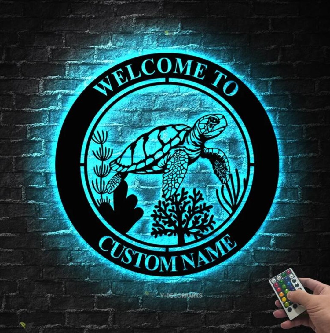 Personalized Sea Turtle Metal Sign-nautical Sea Turtle Wall Art-beach ...