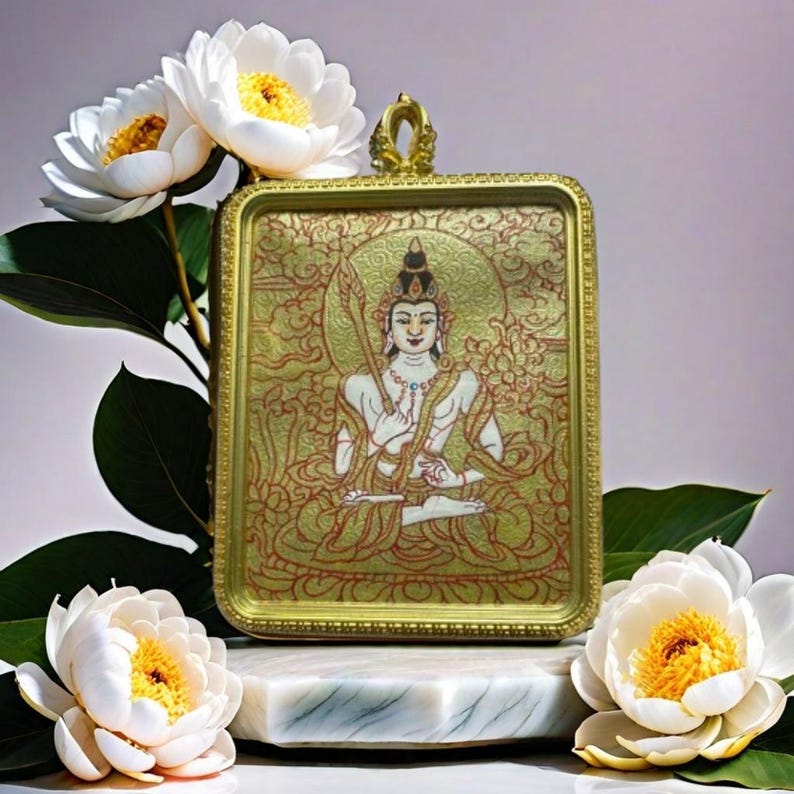 Genuine Tibetan Regong Hand-painted Blessed Golden Akasagarbha ...