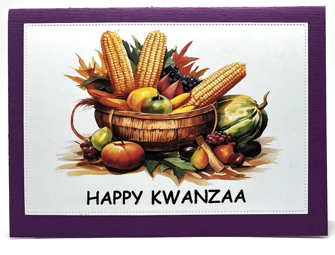 Kwanzaa Greeting Card: Harvest Fruit Corn, African Heritage, Black Art ...
