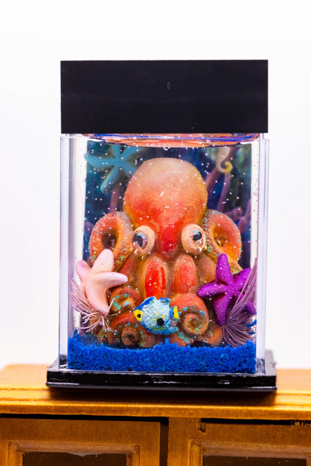 Dollhouse Miniature Salt Water Fish Tank Aquarium With Electric Mini ...