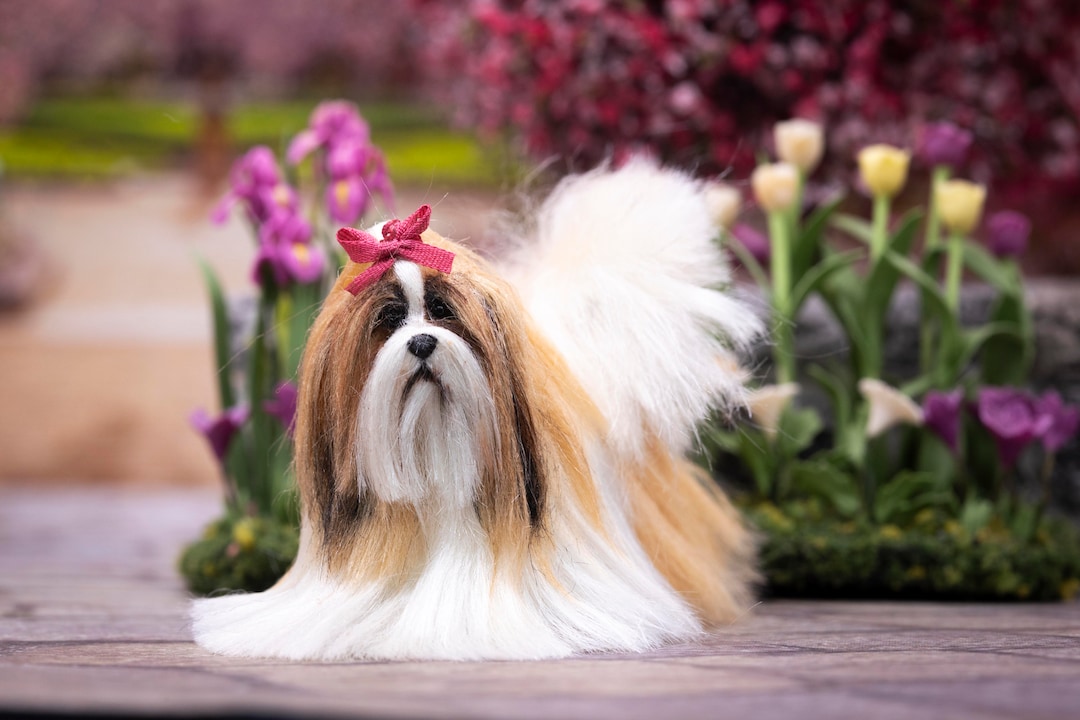 Dollhouse Miniature Miniature Lhasa Apso Lap Dog Artist Sculpted Furred ...